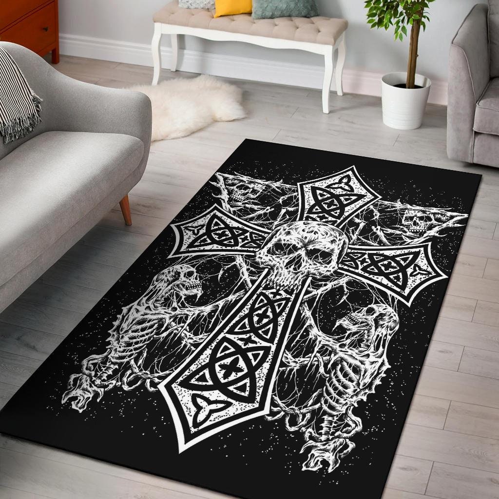 Skull Skeleton Gothic Satanic Cross Area Rug-skull Gothic | Etsy