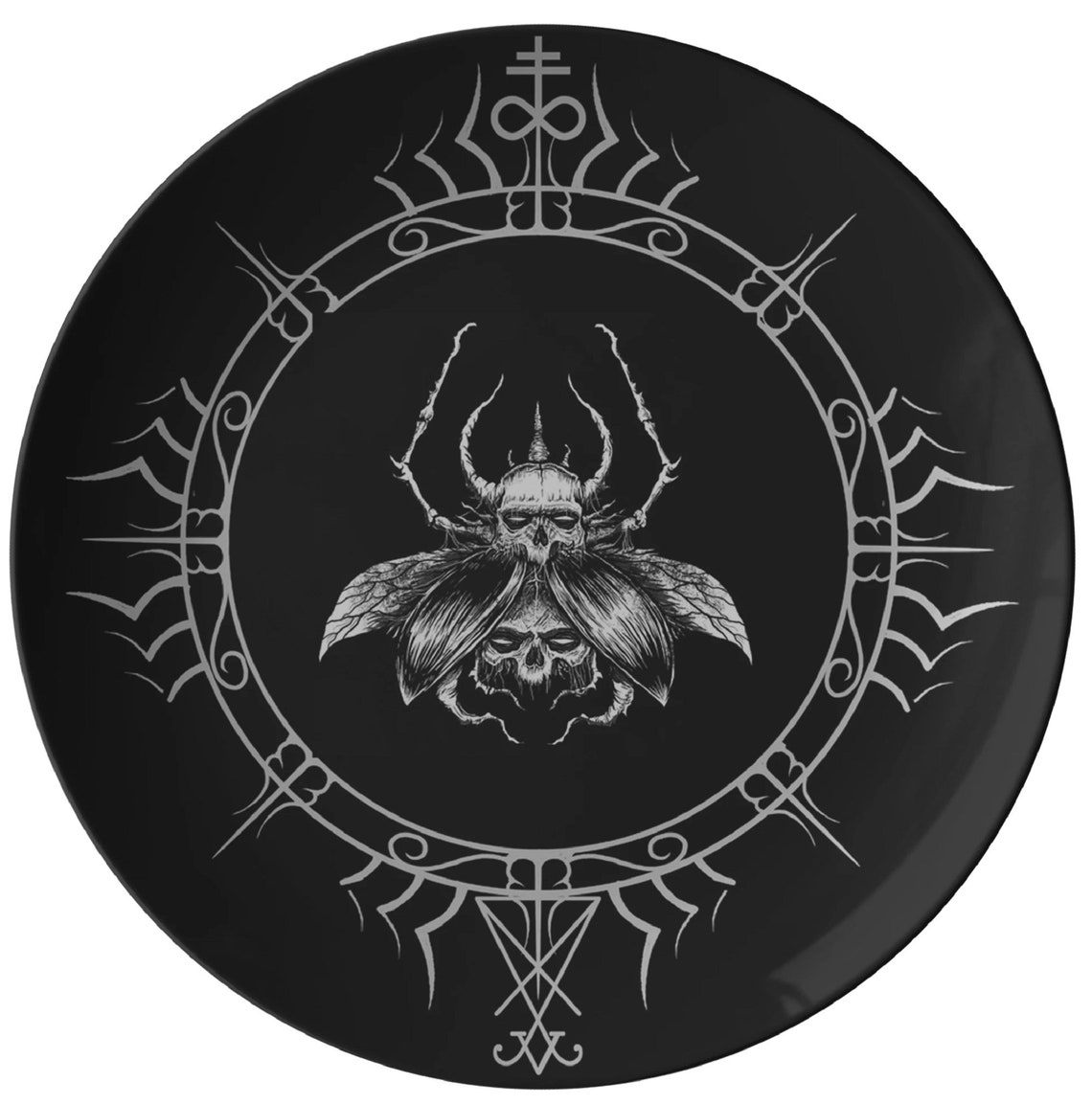 Skull Satanic Gothic Fly Dinner Plate-skull--skull Home Kitchen Decor ...