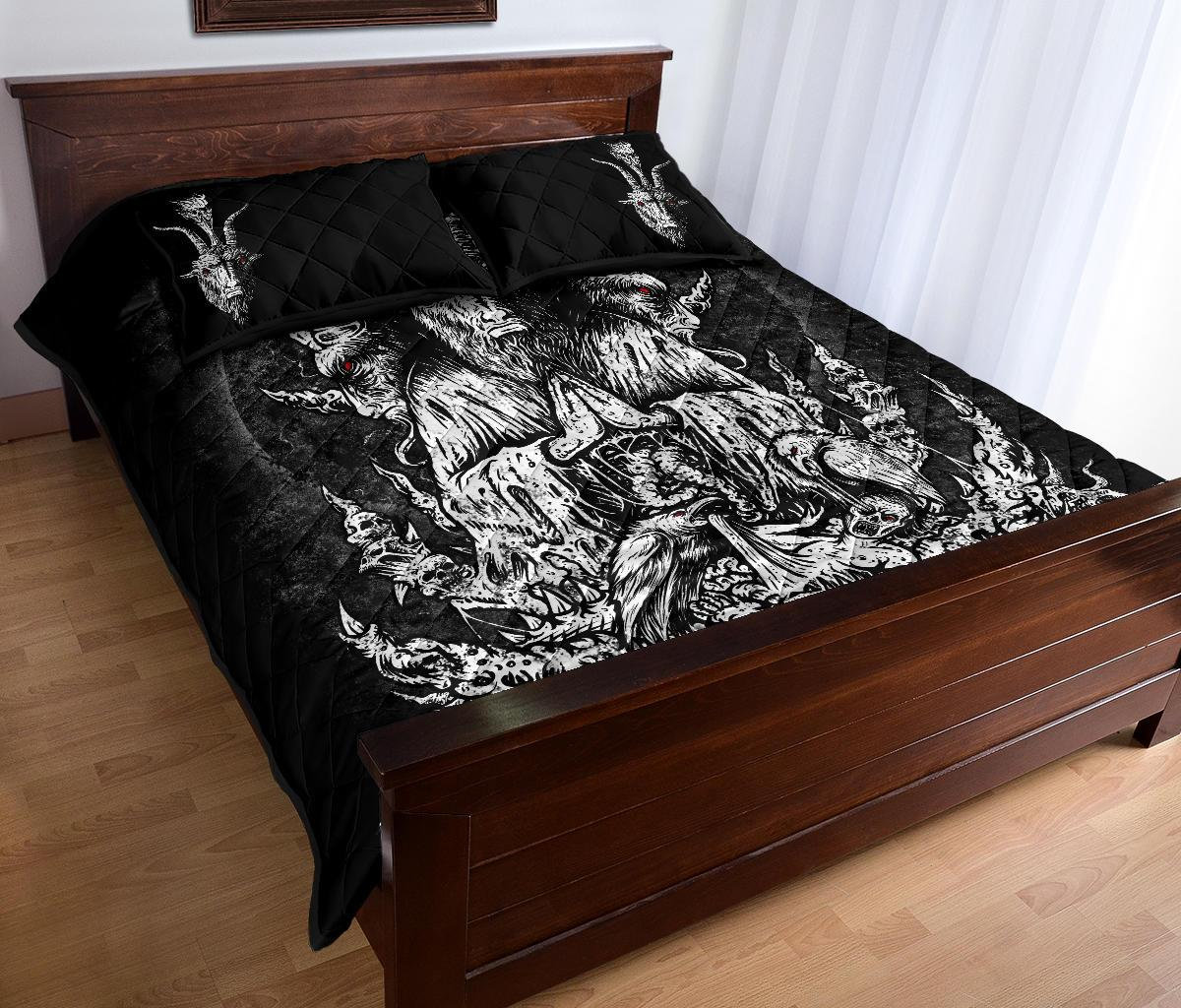 Skull Satanic Goat Zombie Crow Feast Quilt 3 Piece Set-satanic | Etsy