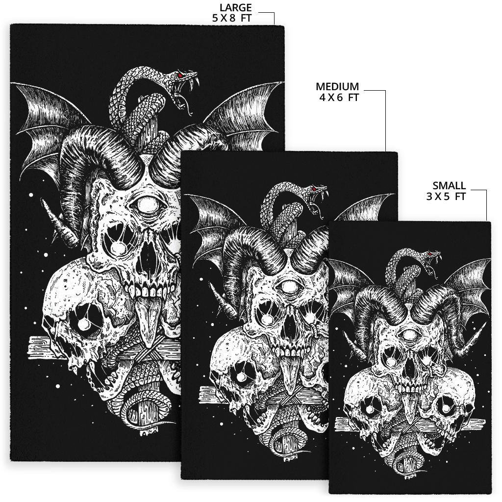 Skull Demon Serpent Cross Area Rug-skull Rug-gothic Skull Rug - Etsy