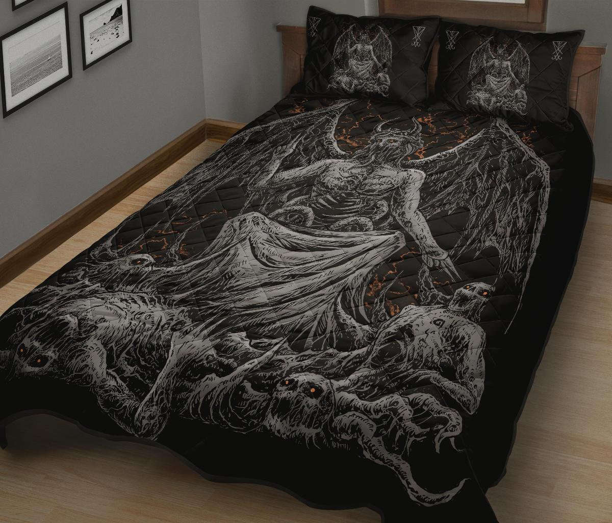 Skull Satanic Demon God Quilt 3 Piece Set Dark Version-satanic Skull ...