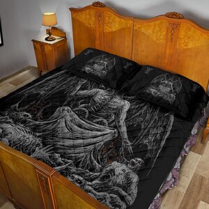 Skull Satanic Demon God Quilt 3 Piece Set Dark Version-satanic Skull ...