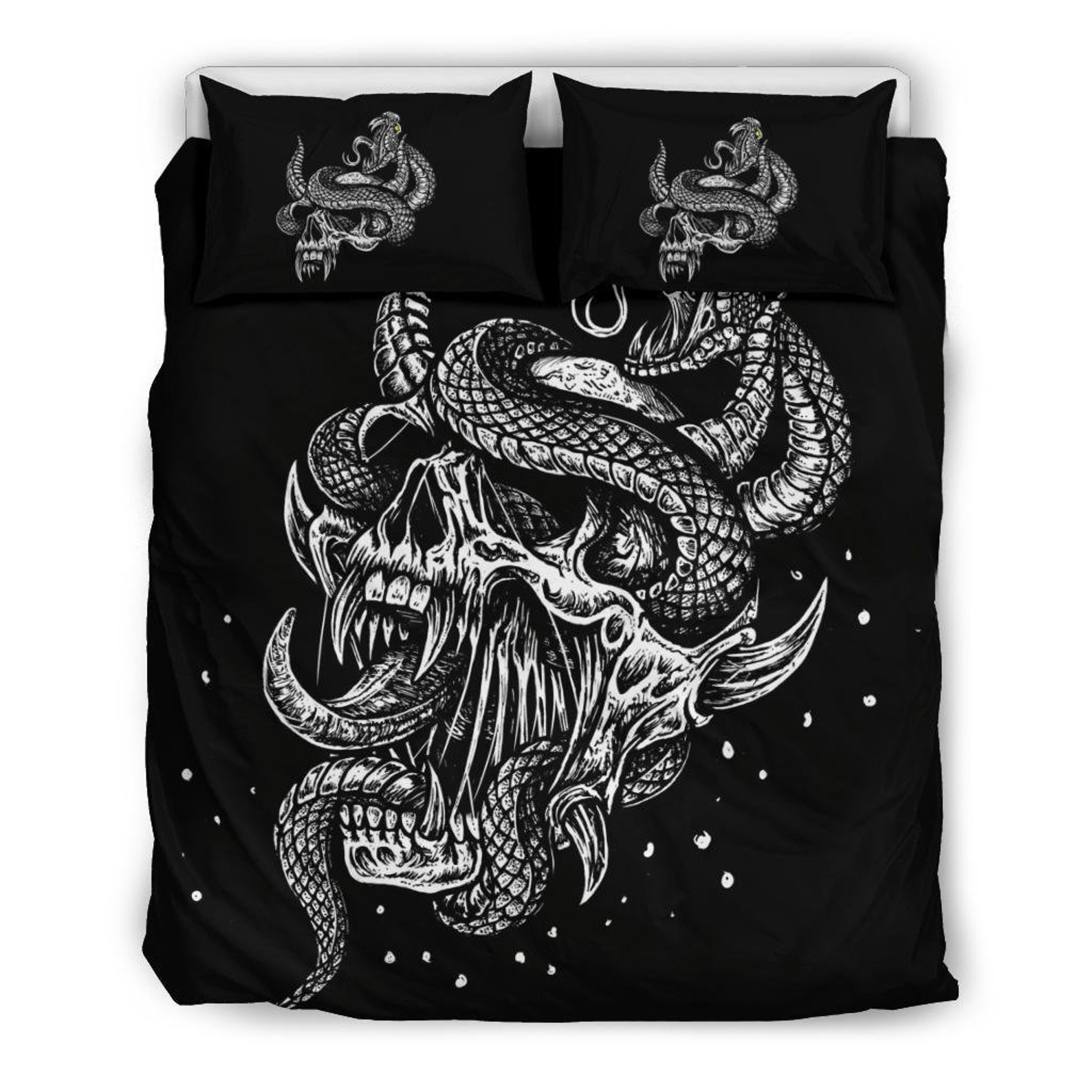 Demonic Skull Serpent 3 Piece Duvet Set-skull Demon Bed | Etsy