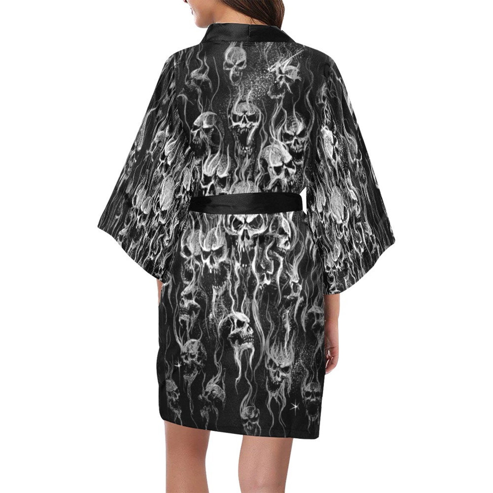 Skull Smoke Women's Short Kimono Robe-skull Pajamas-skull - Etsy