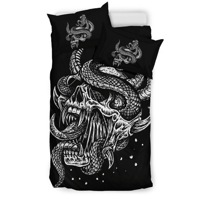 Demonic Skull Serpent 3 Piece Duvet Set-skull Demon Bed | Etsy