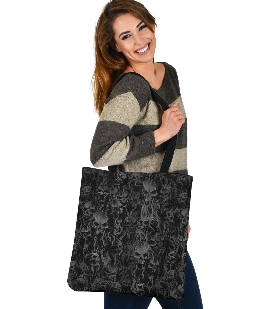 Skull Smoke Large Tote Bag Dark Version-skull Tote Bag-skull Evening ...