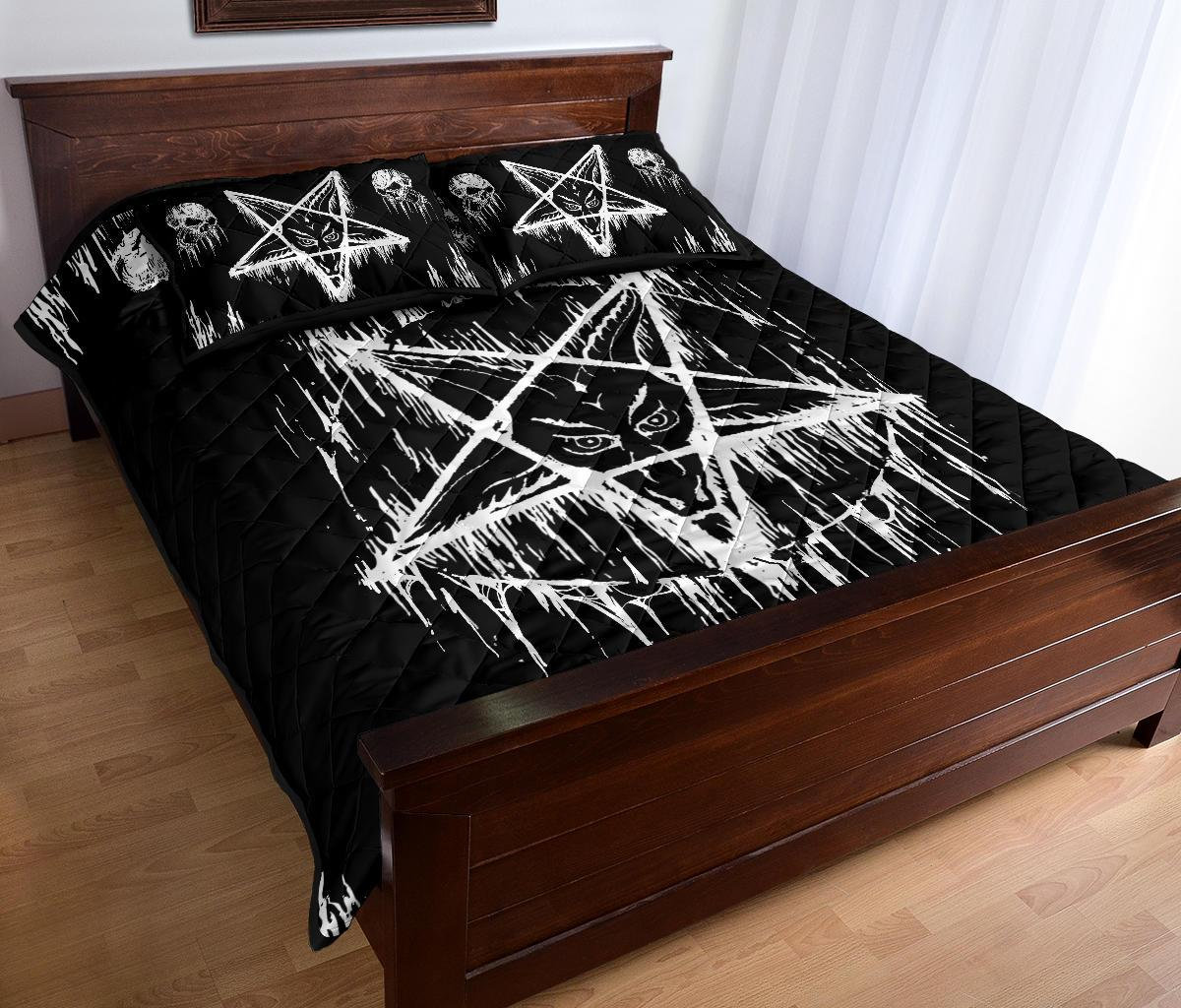 Skull Satanic Pentagram Drip Quilt 3 Piece Bed Set-satanic - Etsy