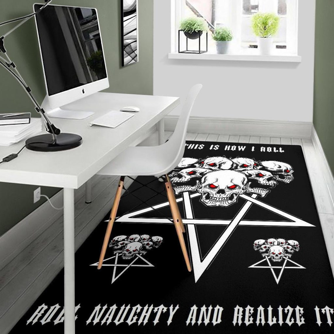 Satanic Skull Inverted Pentagram Area Rug-satanic Gothic Inverted ...