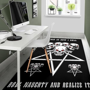 Satanic Skull Inverted Pentagram Area Rug-satanic Gothic Inverted ...