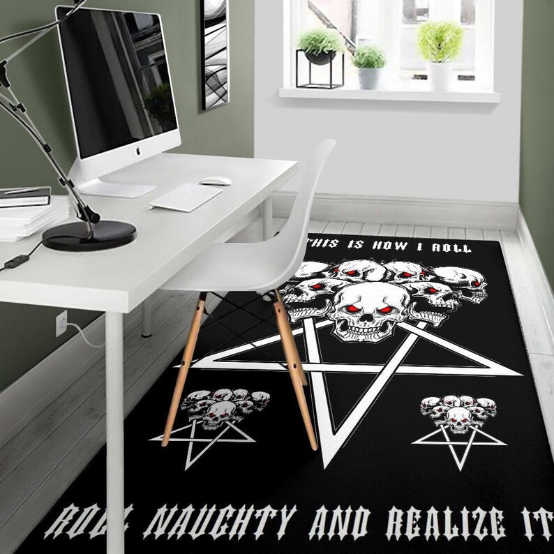 Satanic Skull Inverted Pentagram Area Rug-satanic Gothic Inverted ...