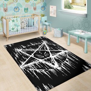 Satanic Inverted Pentagram Area Rug Large Pentagram Version-satanic Rug ...