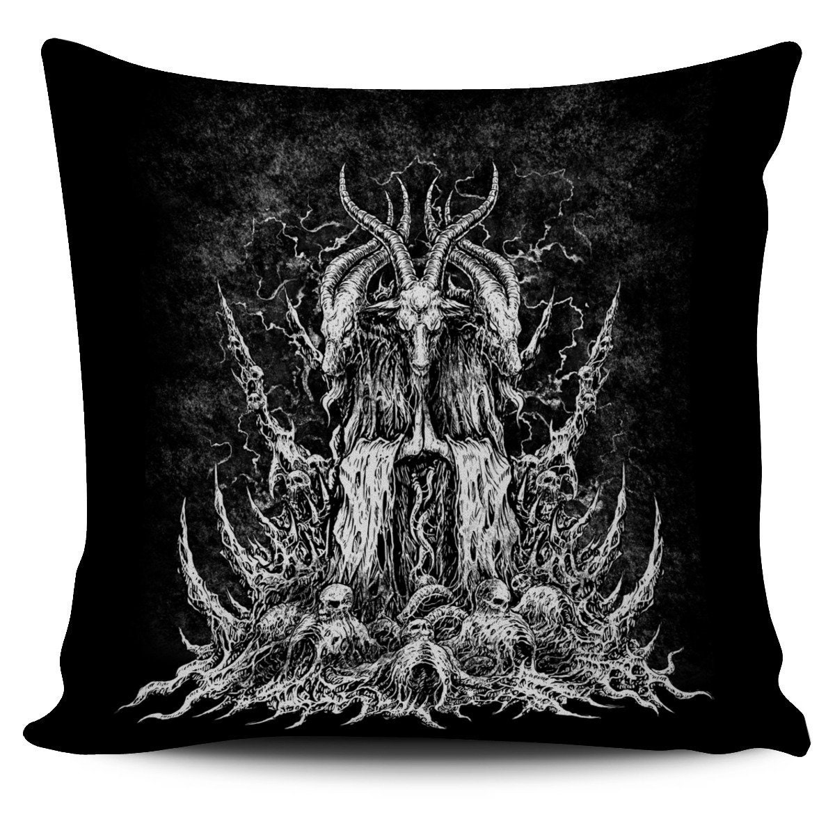 Skull Satanic Goat Pillow Cover Black and White | Etsy