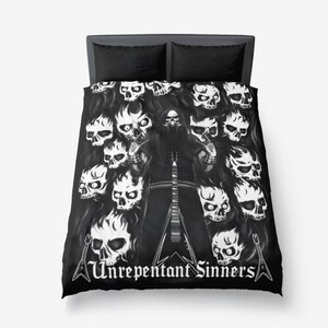 Heavy Metal Room Decor- 3 Piece Bed Set-death Metal Skull Guitar Bed ...