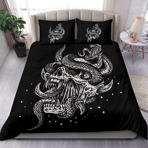 Demonic Skull Serpent 3 Piece Duvet Set-skull Demon Bed Cover-skull Bed ...