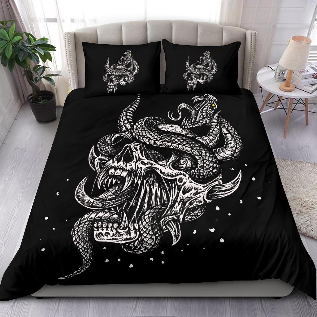 Demonic Skull Serpent 3 Piece Duvet Set-Skull Demon Bed | Etsy