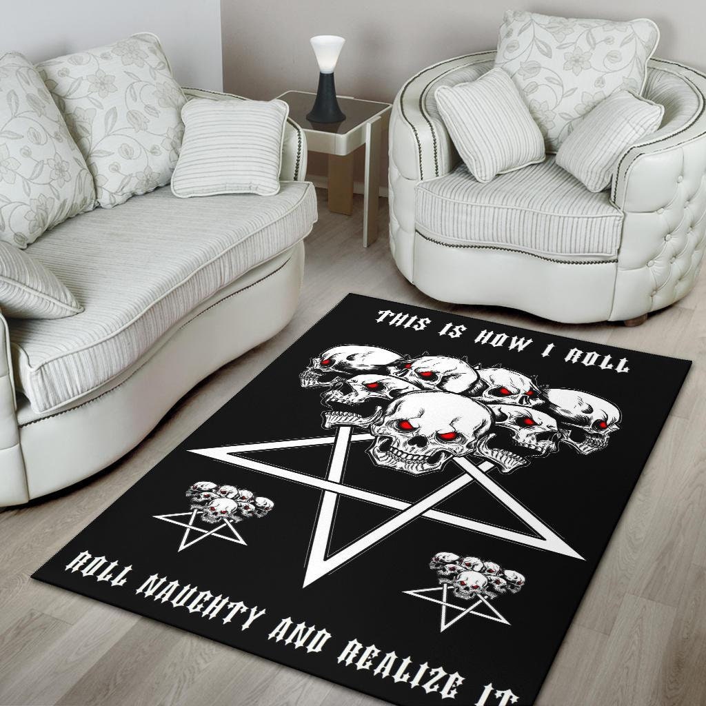Satanic Skull Inverted Pentagram Area Rug-satanic Gothic Inverted ...