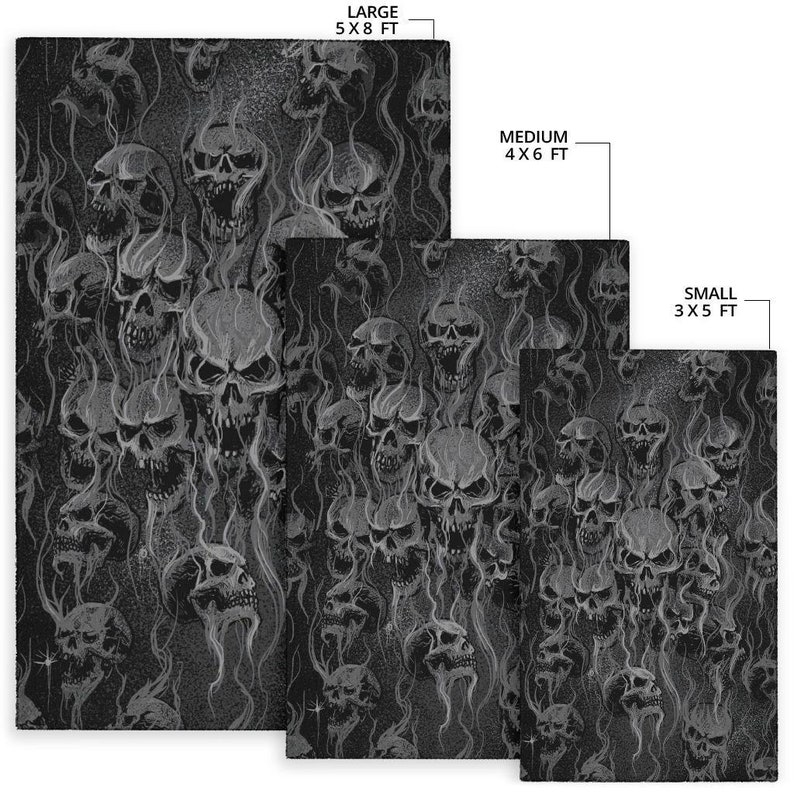Smoke Skull Area Rug Dark Version-Skull Rug-Skull Room Decor | Etsy