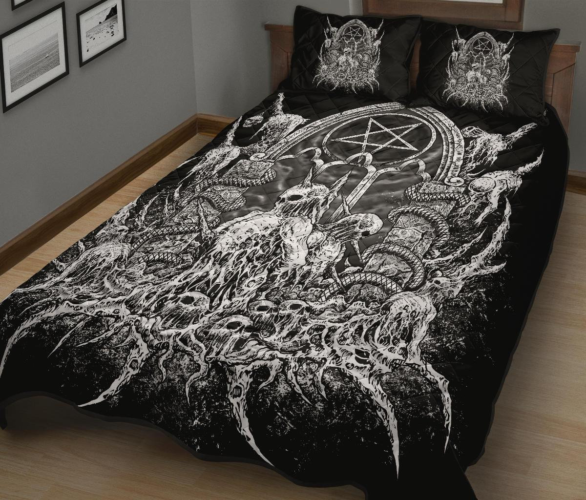 Skull Skeleton Satanic Pentagram Shrine Quilt 3 Piece Bed Set - Etsy