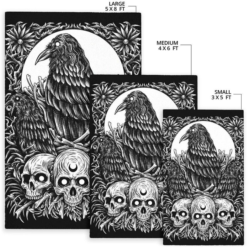 Skull Goth Occult Crow Eye New Dark Bright White Area - Etsy