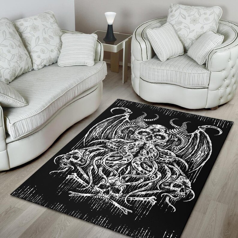Skull Demon Octopus Area Rug-demon Skull Area Rug-skull Area - Etsy