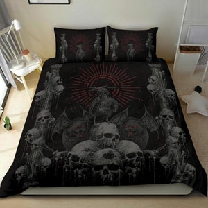 Skull Goth Occult Raven Batwing Cat 3 Piece Duvet Set Dark Color ...