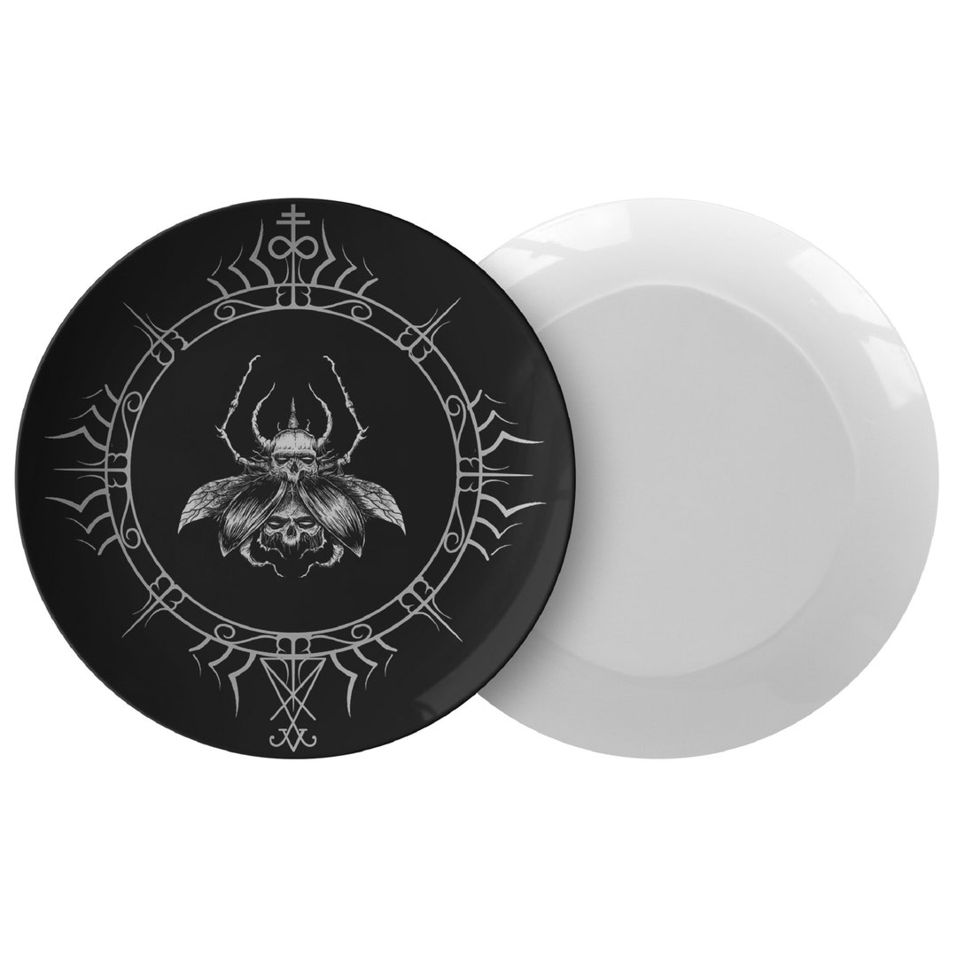 Skull Satanic Gothic Fly Dinner Plate-skull--skull Home Kitchen Decor ...