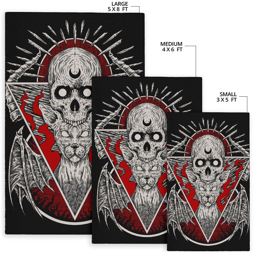 Skull Occult Gothic Cat Area Rug New Red Version-skull - Etsy