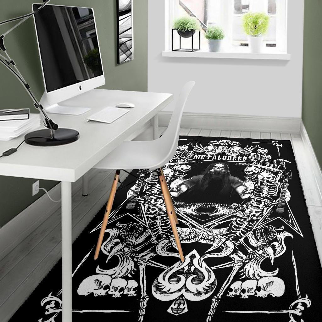 Skull Skeleton Guitar Metalhead Area Rug-metal Music Decor-rock Punk ...