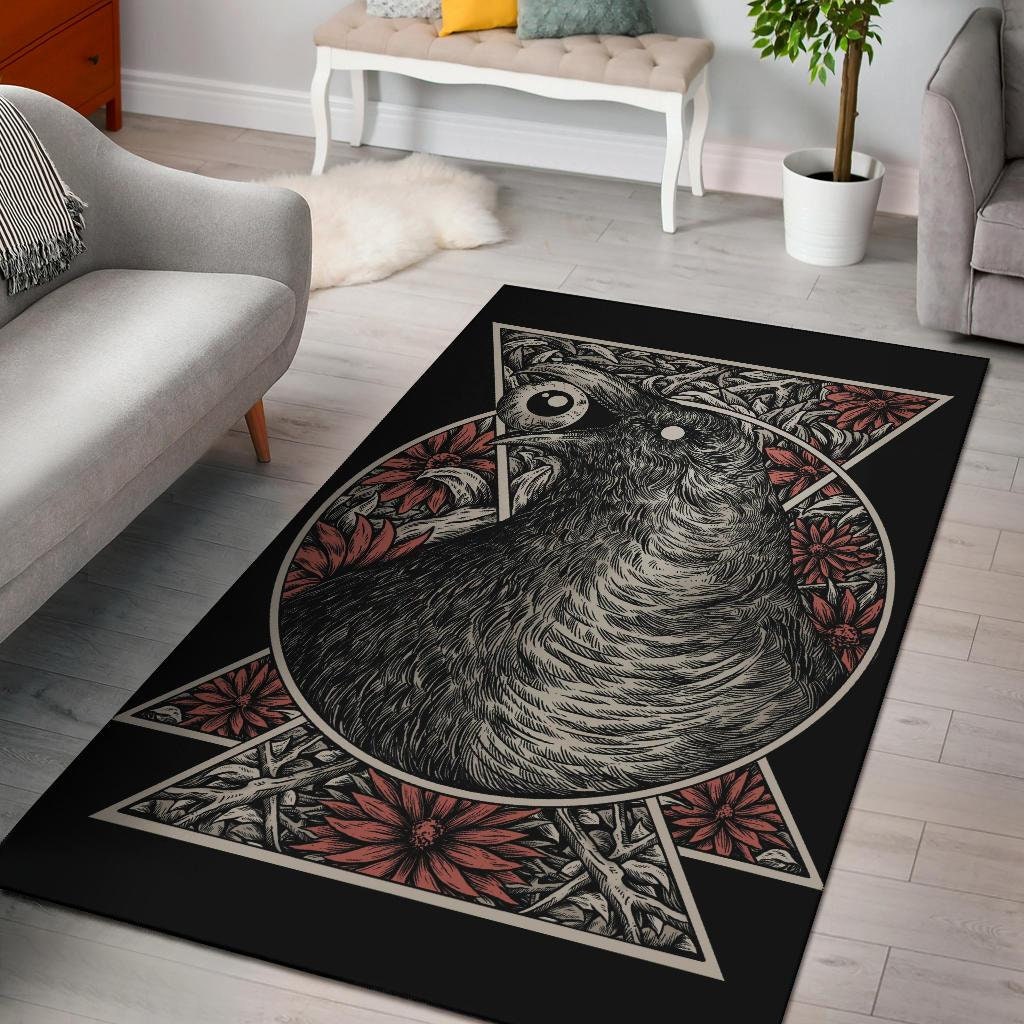 Gothic Black Crow Eye Area Rug Color Version-gothic Decor-skull Decor ...