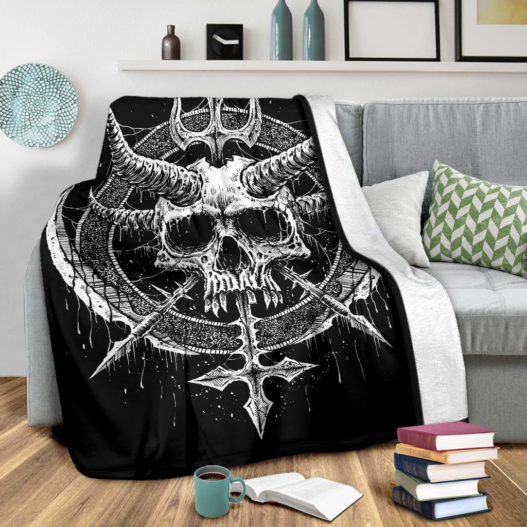 Skull Satanic Cross Dagger Demon Blanket-satanic Skull | Etsy