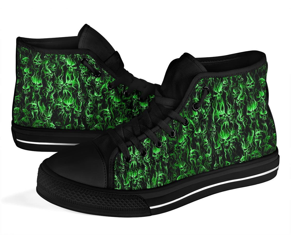 Punk Green Skull Smoke High Tops-skull High Tops-skull Punk | Etsy