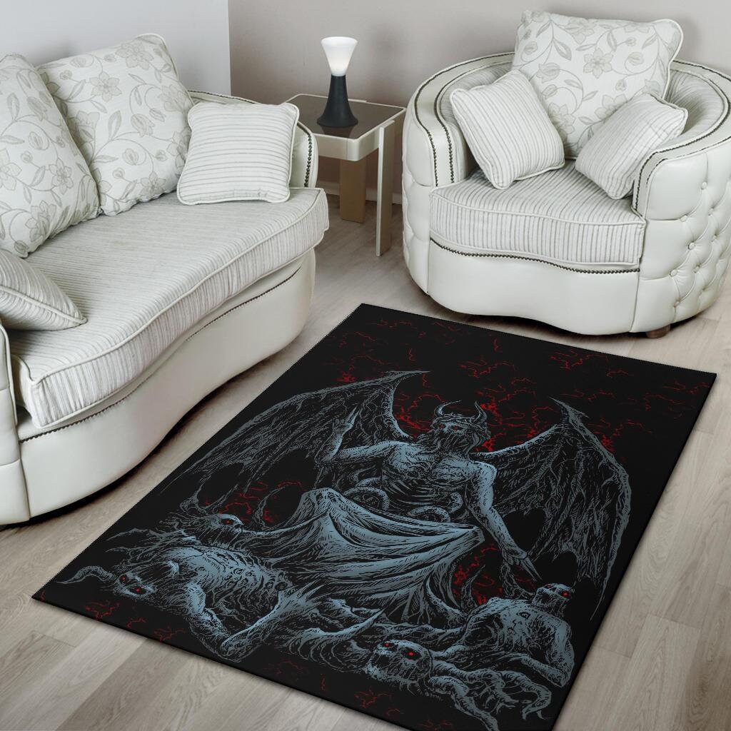 Skull Skeleton Satanic Bat Wing Demon God Area Rug Color | Etsy