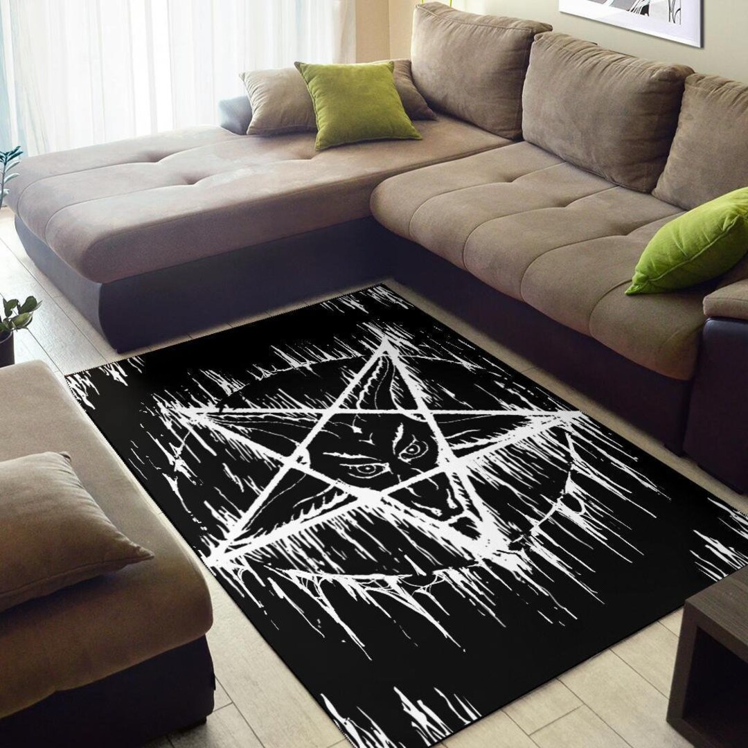 Satanic Inverted Pentagram Area Rug Large Pentagram Version-satanic Rug ...