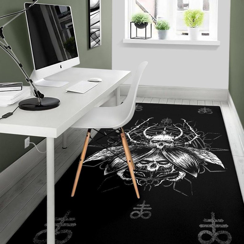 Skull Satanic Fly Area Rug-satanic Rugs-skull Rugs-goth Skull | Etsy