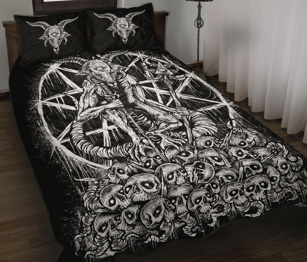 Skull Satanic Goat Cyclops Quilt-gothic Satanic Occult Bedding- - Etsy