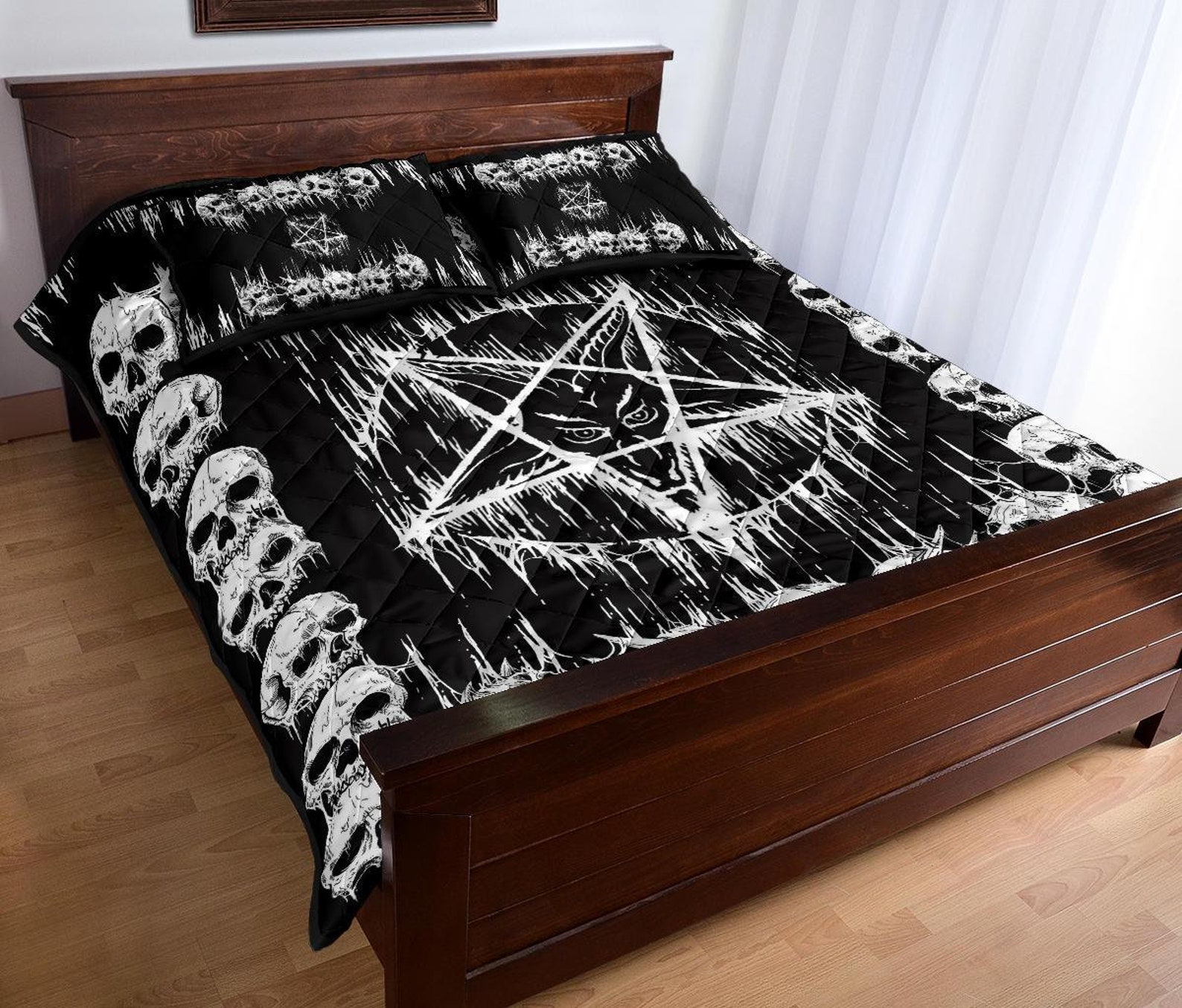New Skull Satanic Pentagram Drip Quilt 3 Piece Set With - Etsy