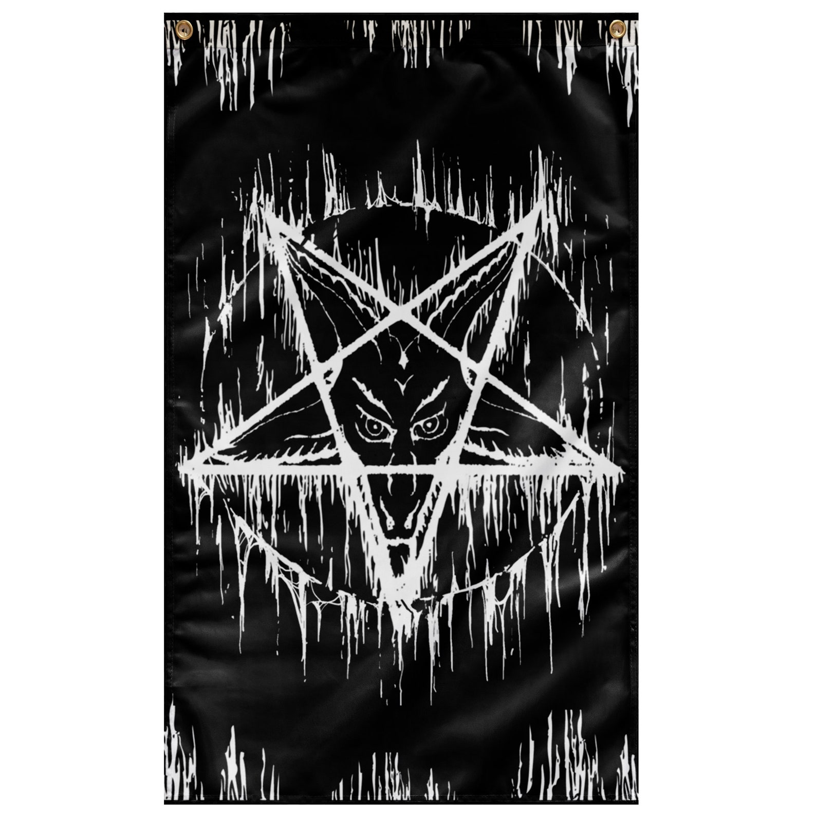 Satanic Pentagram Melting Wall Flag-satanic Wall Decor-gothic - Etsy