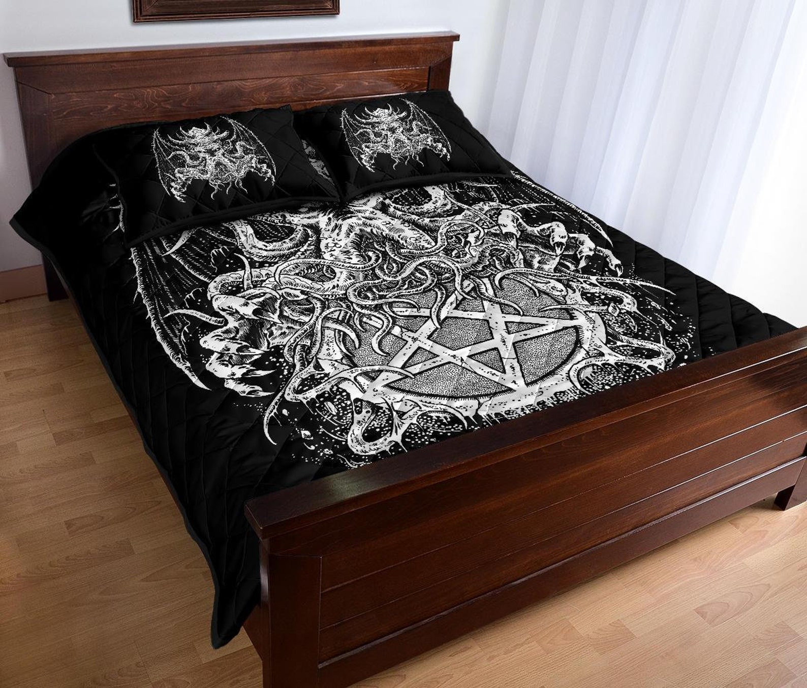 Skull Satanic Pentagram Demon Octopus 3 Piece Quilt Bed - Etsy