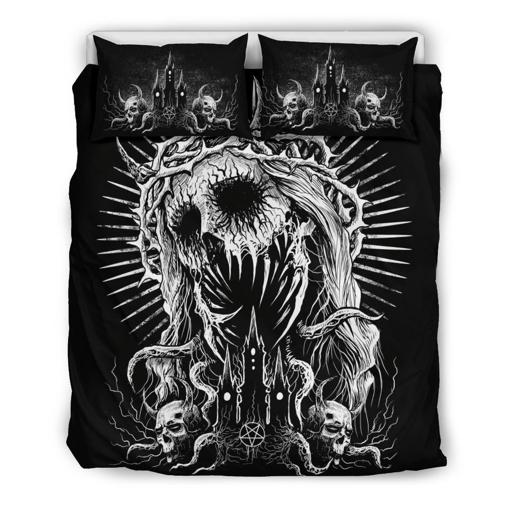 Skull Demon Zombie Savior Satanic Church 3 Piece Duvet Set Black And ...