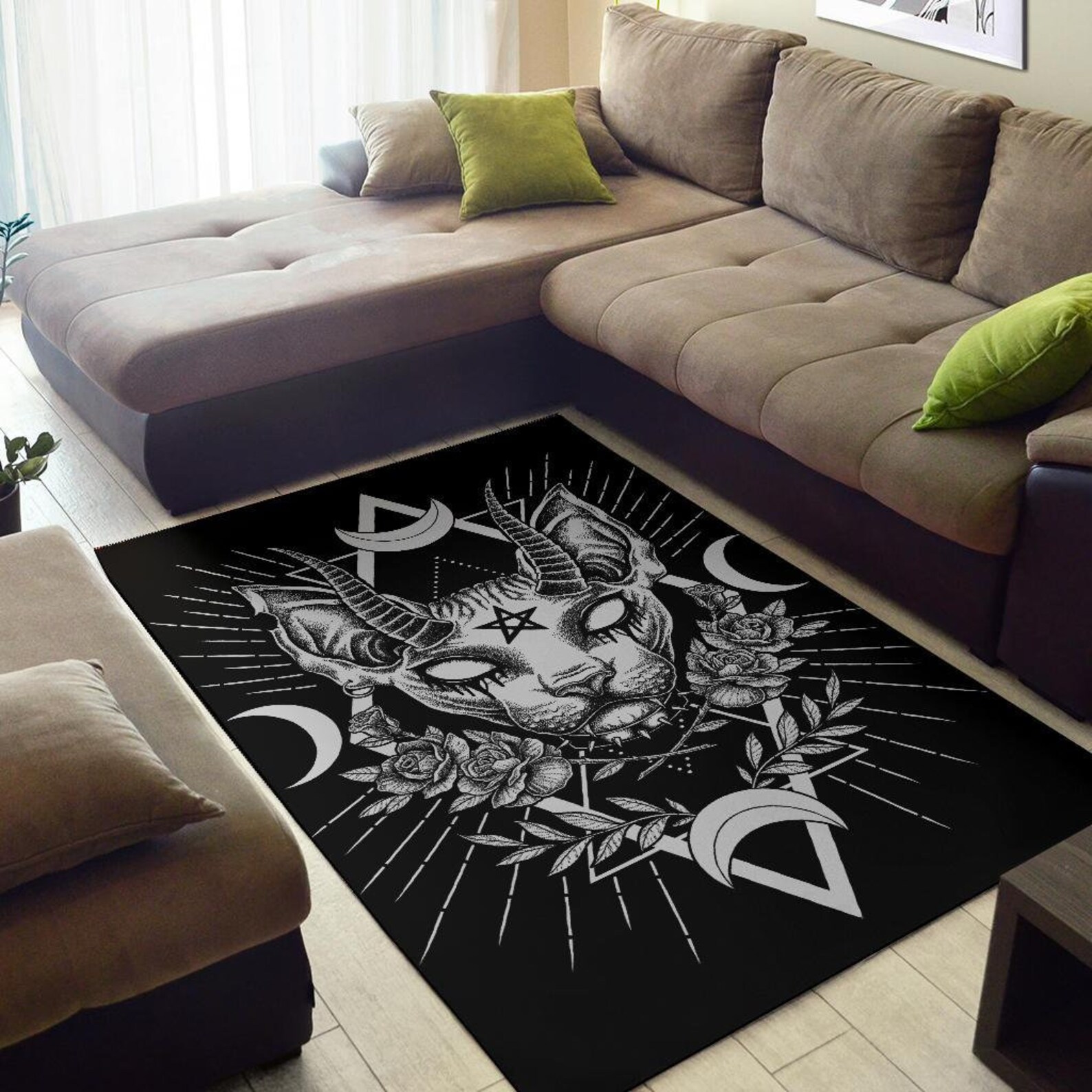 Gothic Occult Black Cat Unique Sphinx Style Area Rug Awesome - Etsy