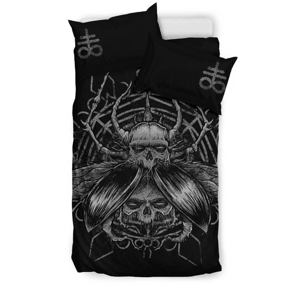 Skull Satanic Fly 3 Piece Duvet Set Dark Version-skull Bedding-satanic ...