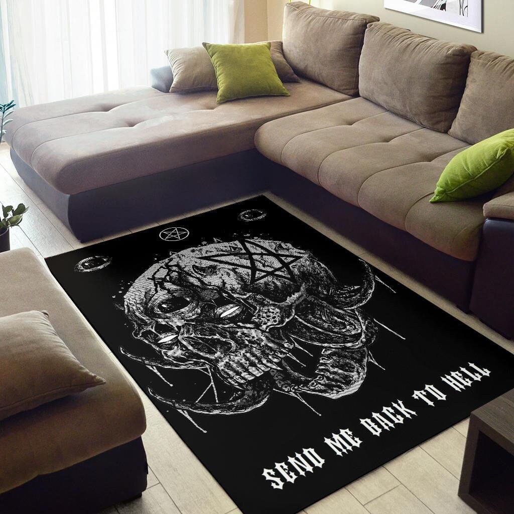 Skull Cyclops Inverted Pentagram Head Tattoo Area Rug-skull - Etsy