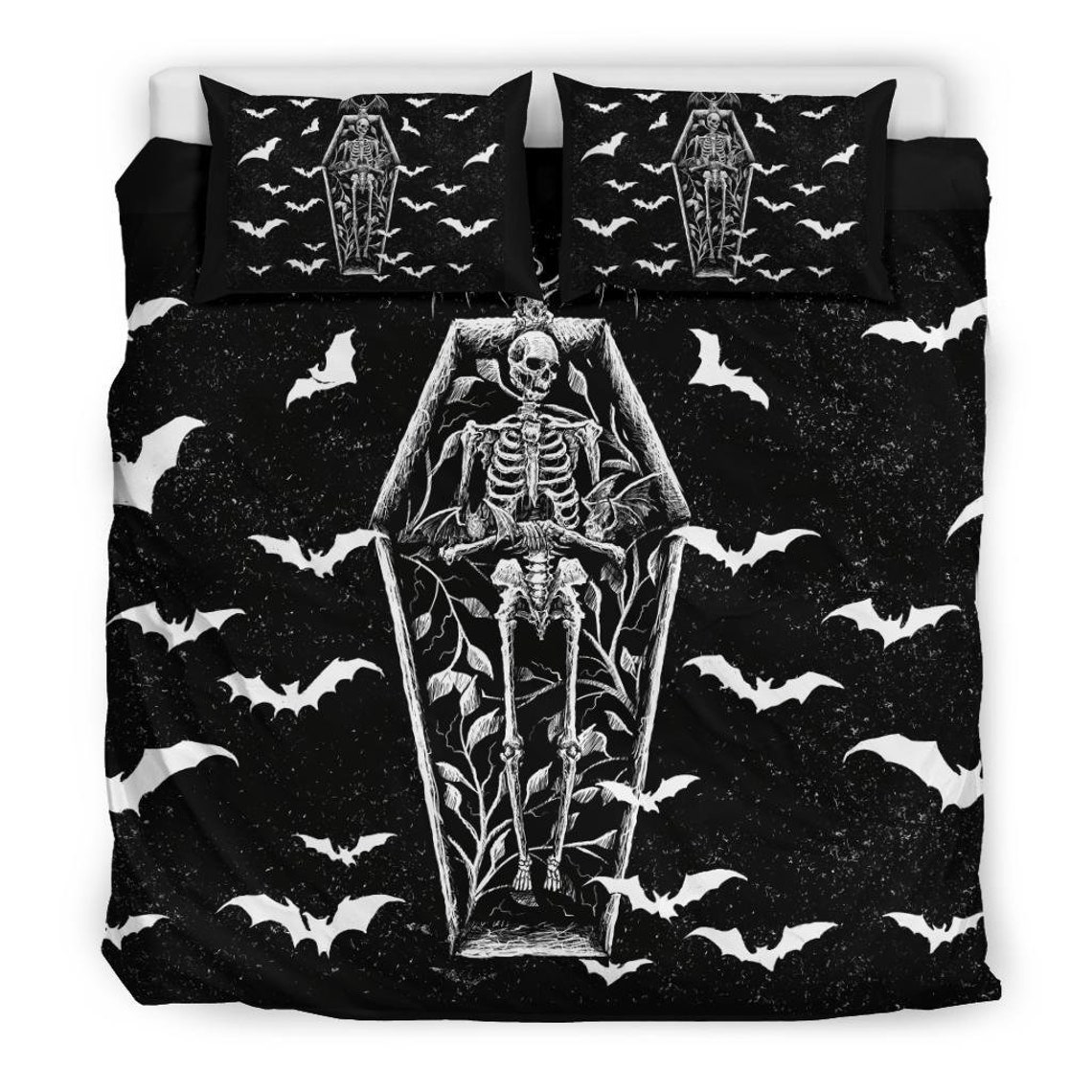Bat Skull Skeleton Coffin Shrine 3 Piece Duvet Set-bat | Etsy