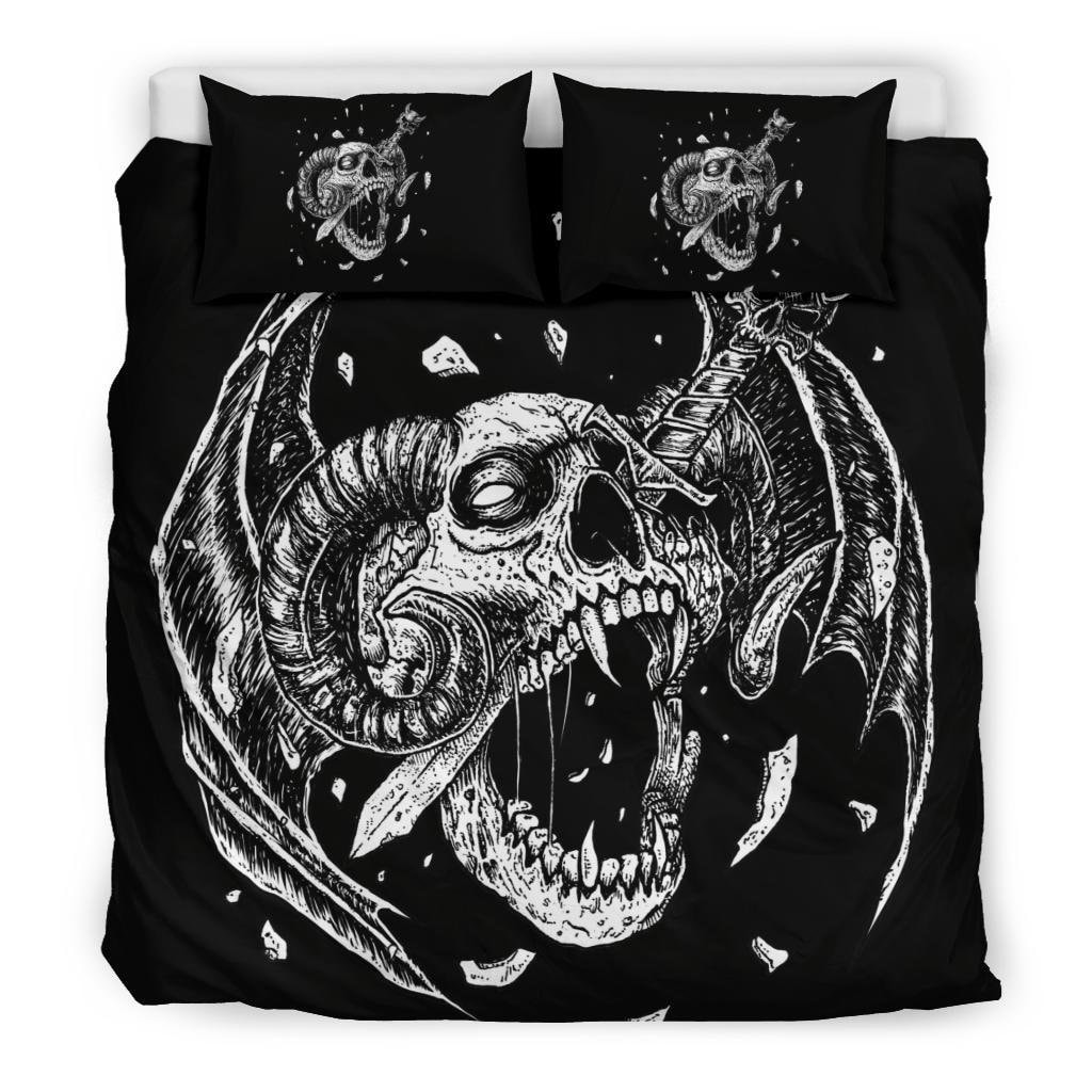 Skull Exploding Demon Bat Wing Dagger 3 Piece Duvet Set Bat - Etsy