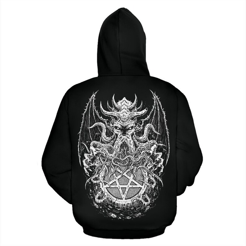 Skull Demon Octopus Satanic Pentagram Zip up Hoodie-be Advised - Etsy