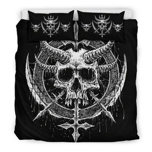 Skull Inverted Cross Dagger 3 Piece Duvet Set-inverted Cross - Etsy