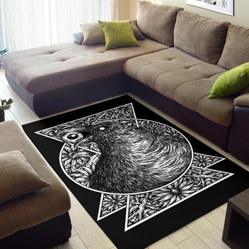 Gothic Crow Eye Area Rug Black and White Version-gothic Crow - Etsy