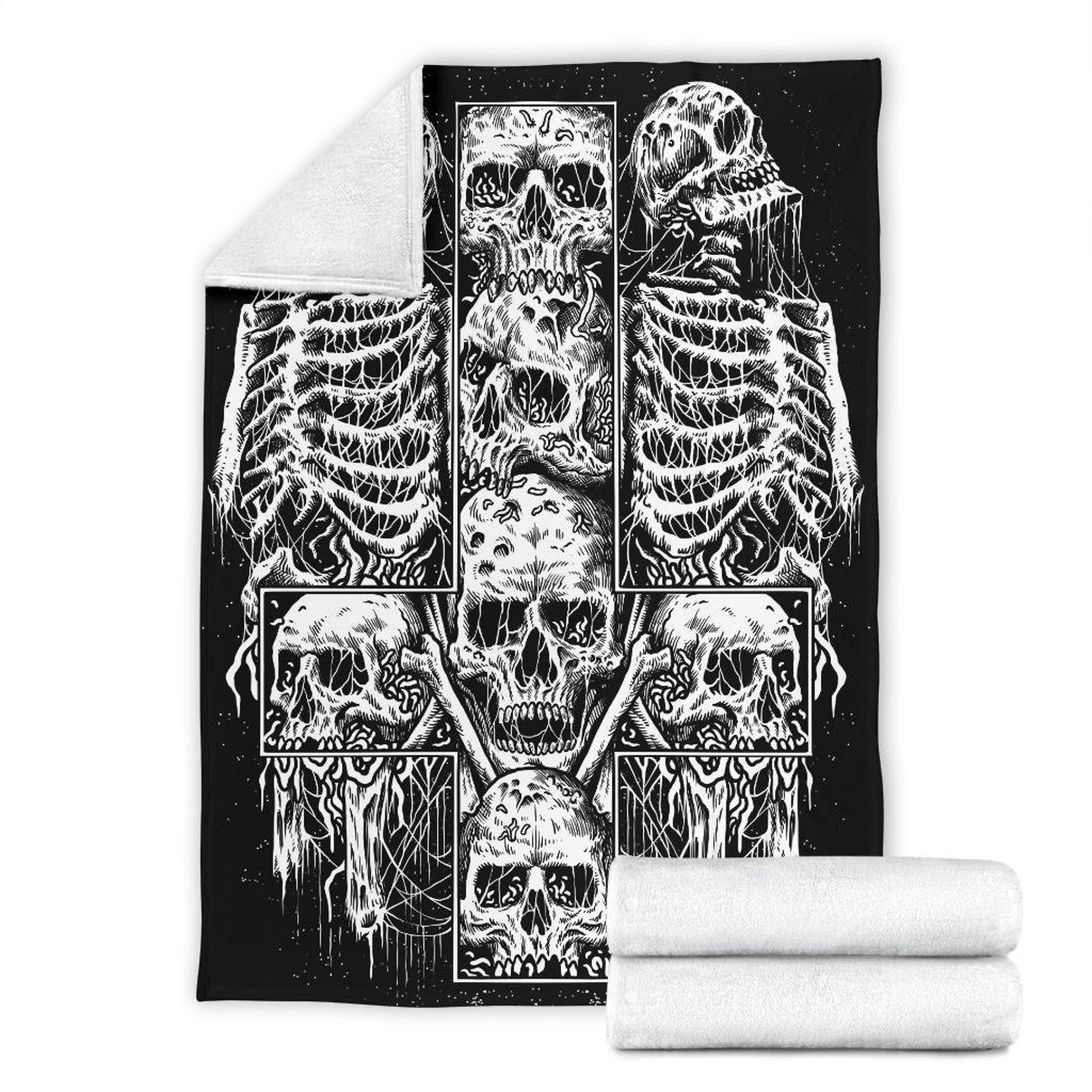 Satanic Skull Inverted Cross Blanket-gothic Satanic - Etsy