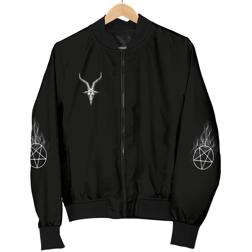 Skull Satanic Goat Satanic Pentagram Smoke Flame Jacket Plain - Etsy