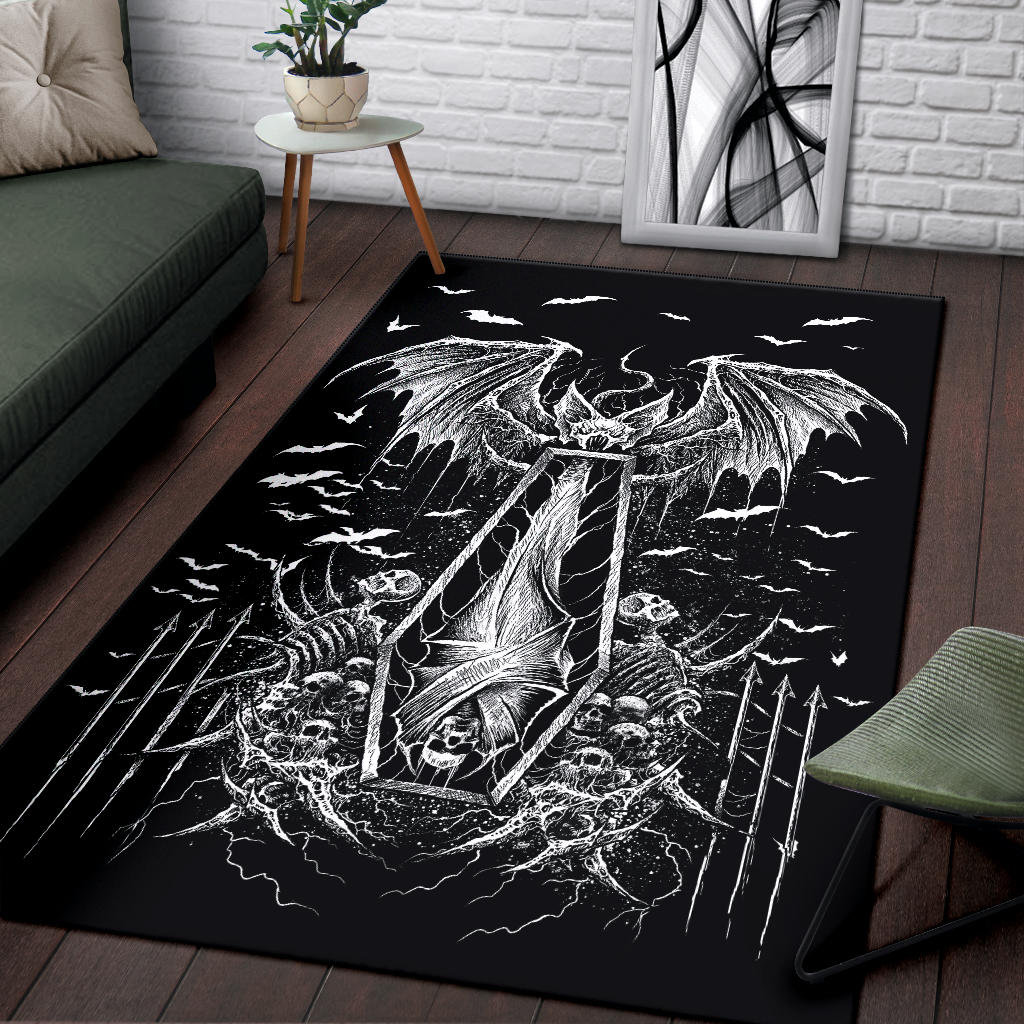 Skull Batwing Skeleton Coffin Shroud Area Rug Awesome Black - Etsy